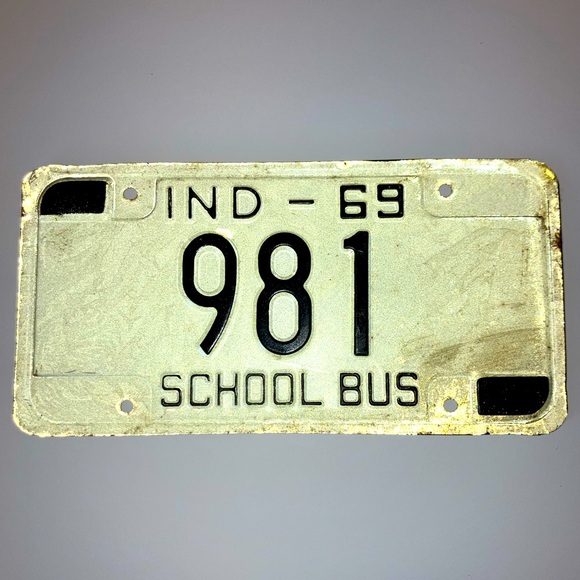 Wall Decor | 1969 Indiana School Bus License Plate Vintage Antique ...